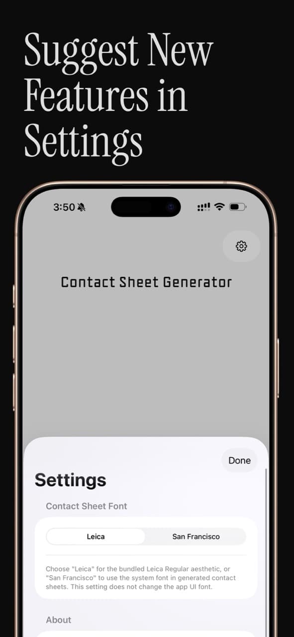 Contact Sheet — Film Contact Sheet Generator for iPhone